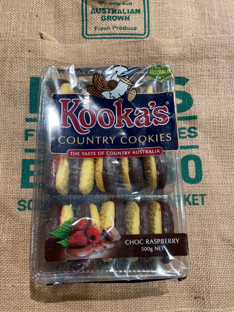 Biscuits - Kooka’s Chocolate Raspberry Cookies, 500g – Rod's Fruit and Veg