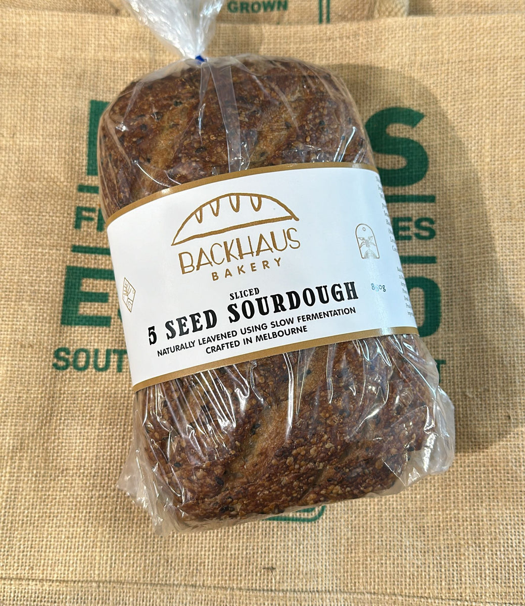 Backhaus-5 Seed Sourdough, Sliced – Rod's Fruit and Veg