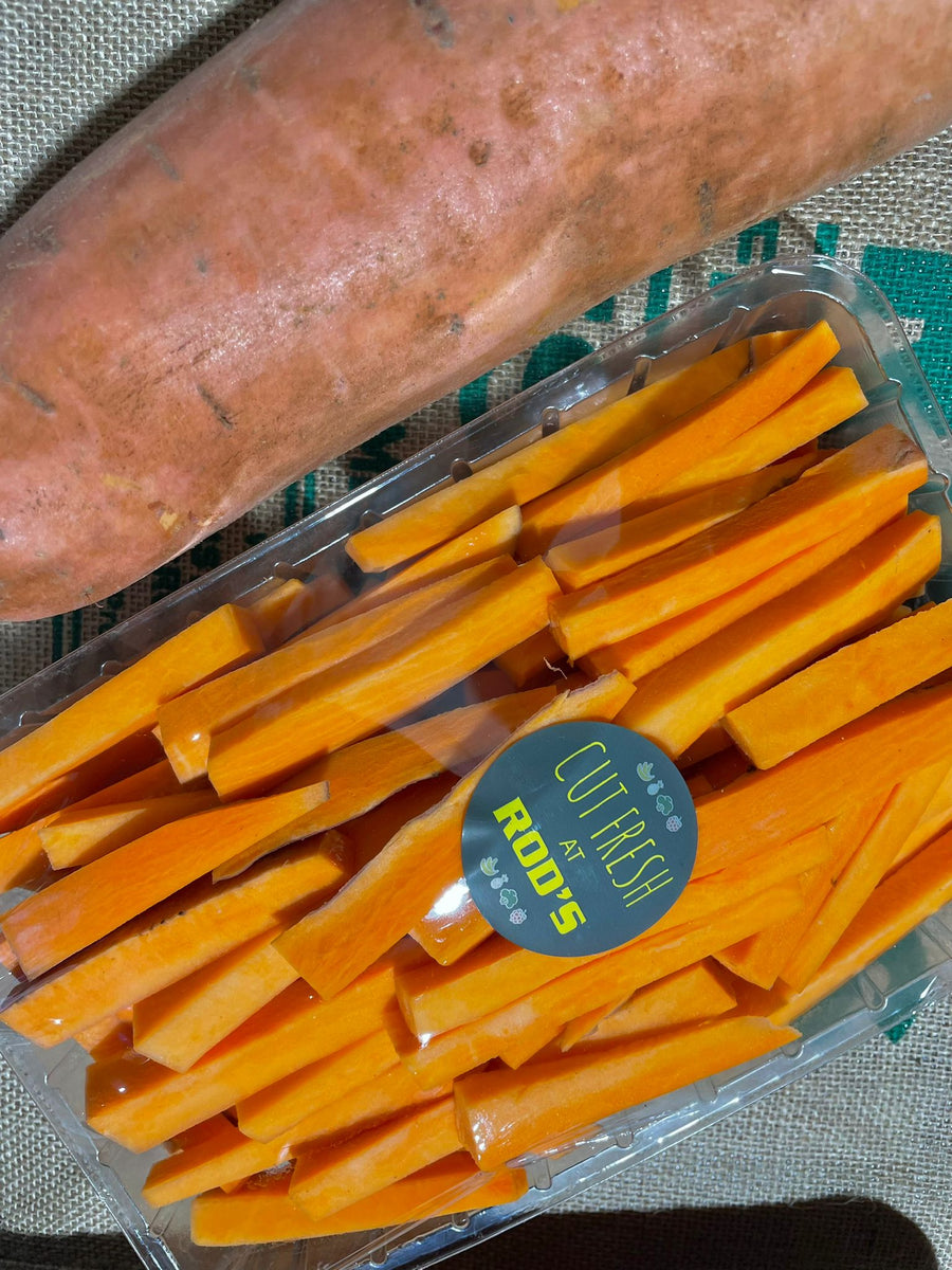 Potato- Sweet , Peeled & Sliced (chip style) – Rod's Fruit and Veg